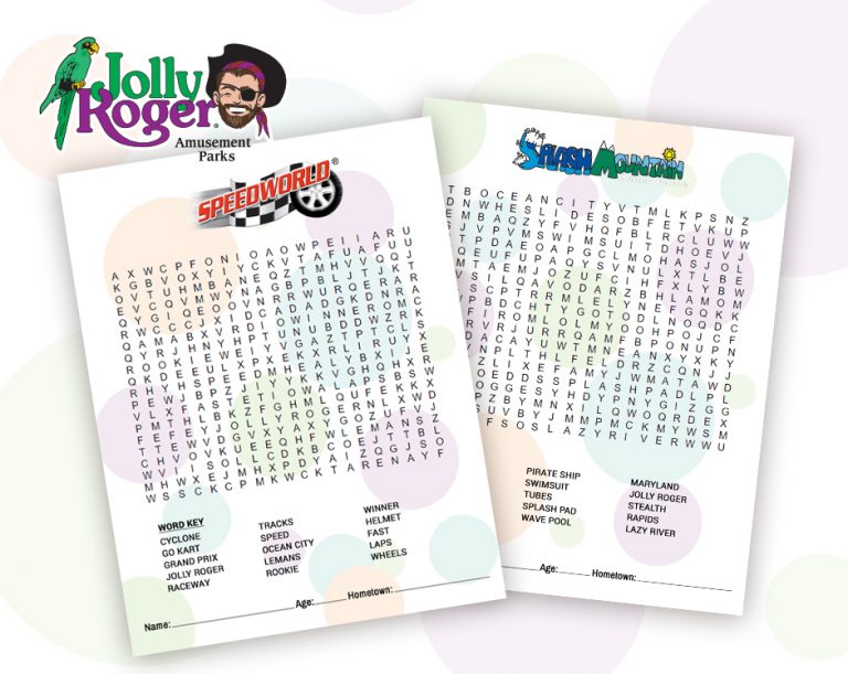 Jolly Roger® Activity Pages | Amusement Parks, Water Parks, Rides Ocean ...